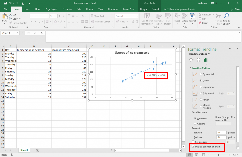 Linear regression in Excel – Trainings, consultancy, tutorials