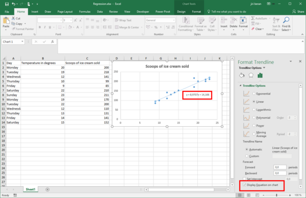Linear regression in Excel – Trainings, consultancy, tutorials