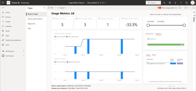 Usage metrics in Powerbi.com – Trainings, consultancy, tutorials